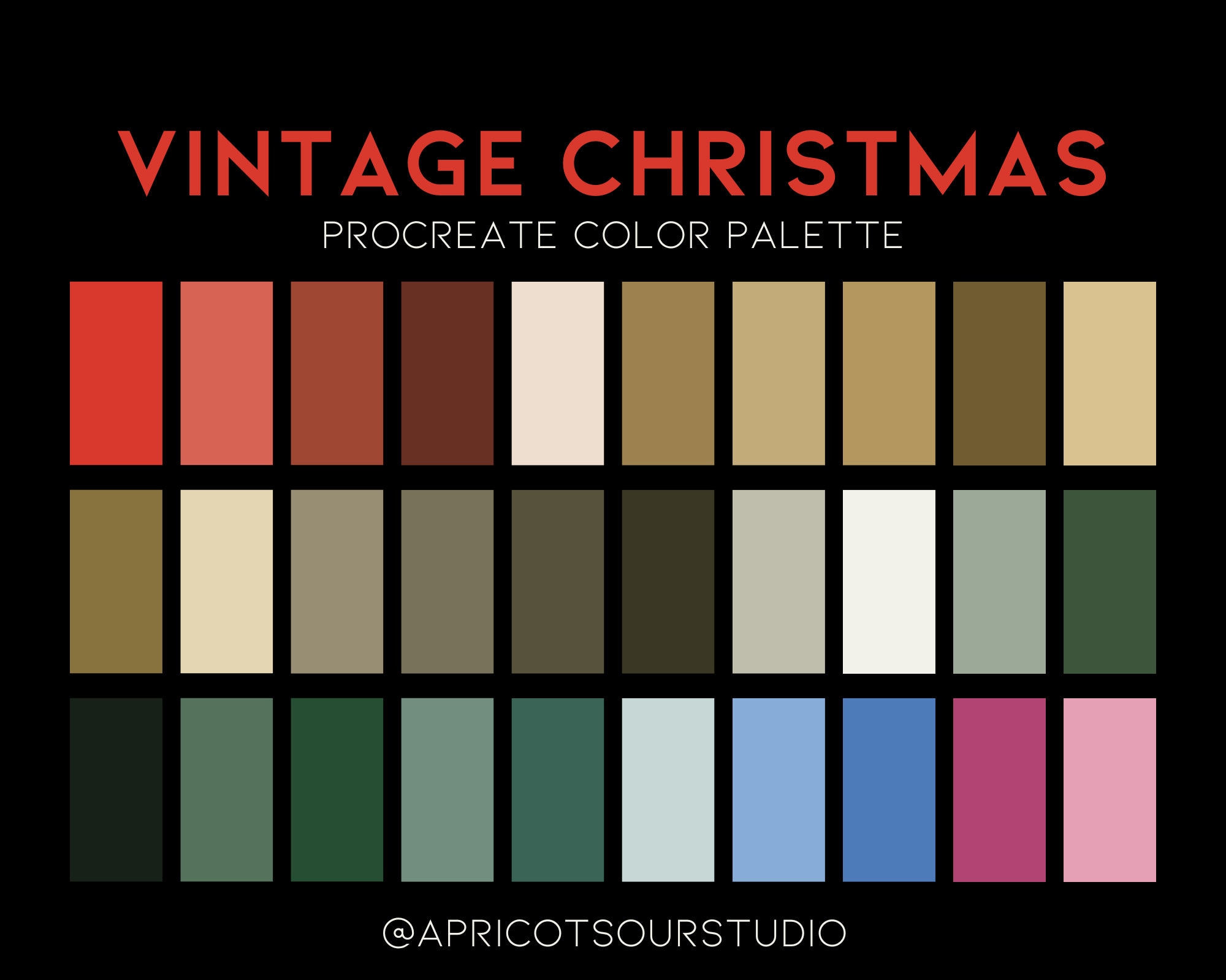 Vintage Christmas Procreate Color Palette - Etsy