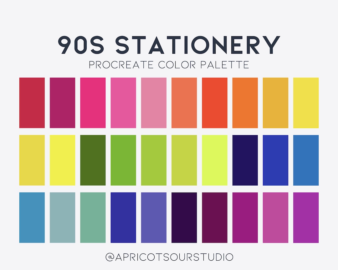 90s Stationery Procreate Color Palette - Etsy