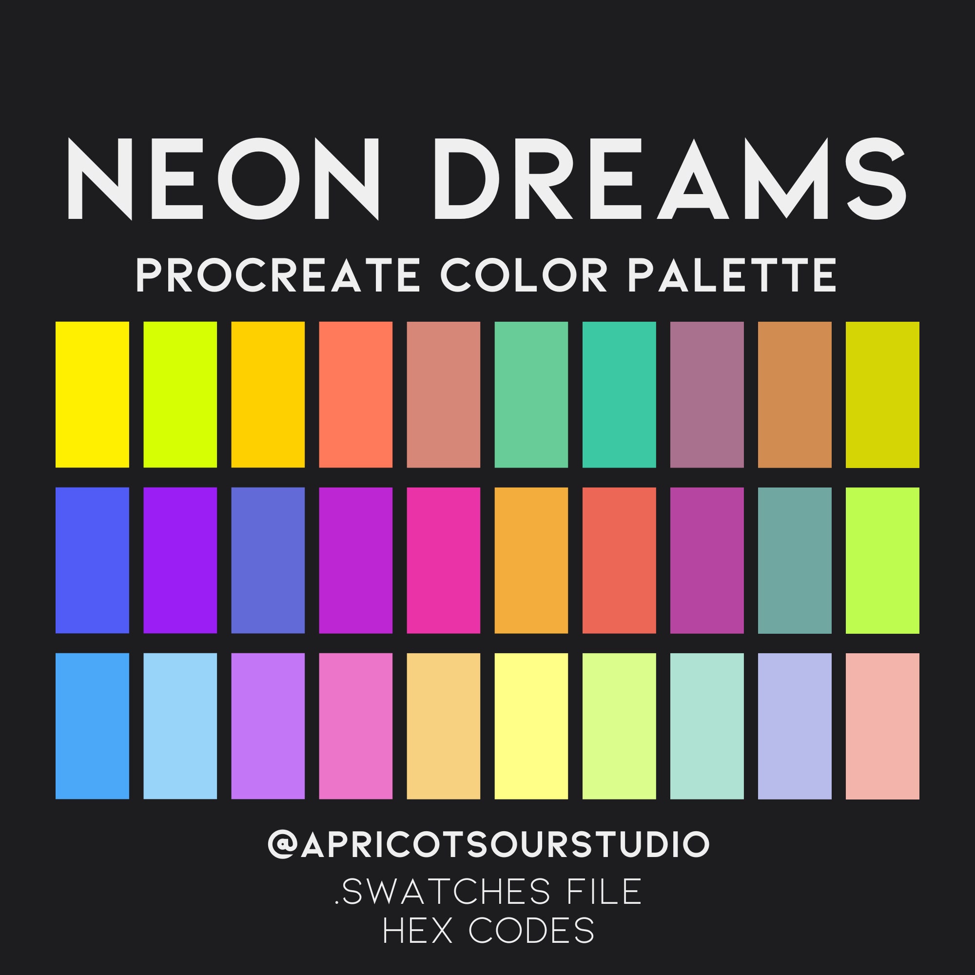 Neon Dreams Procreate Color Palette - Etsy