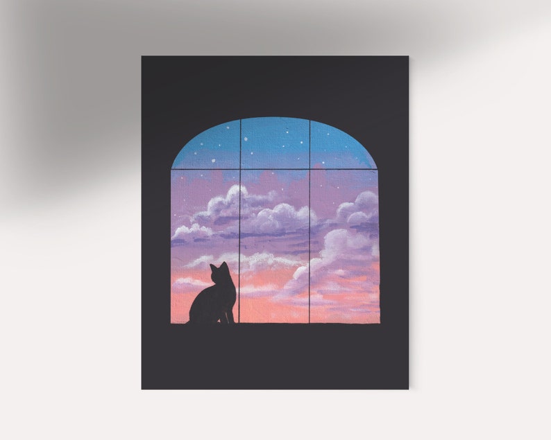Printable Vaporwave Cat Window Painting - Etsy