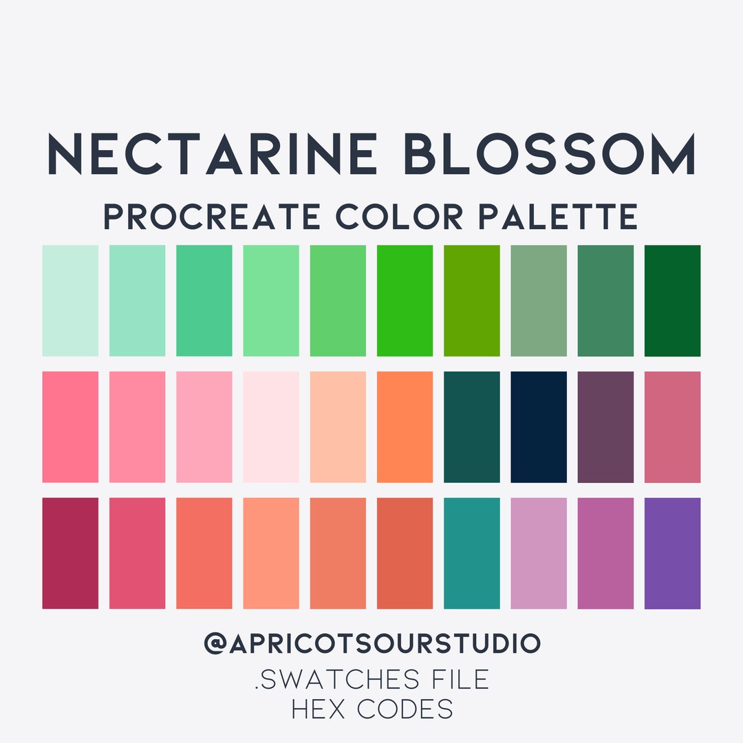 Nectarine Blossom Procreate Color Palette Procreate App Spring Colors ...