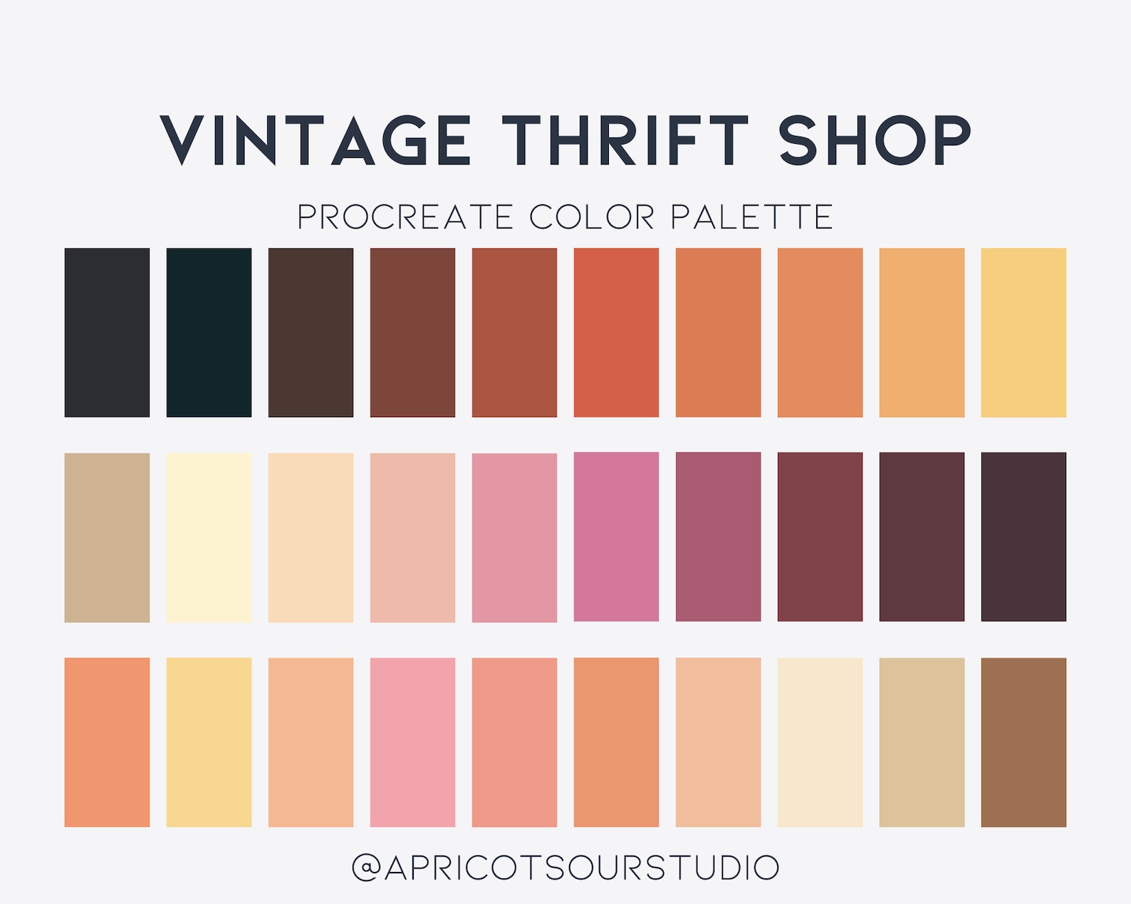 Vintage Thrift Shop Procreate Color Palette | Procreate App | 70s ...