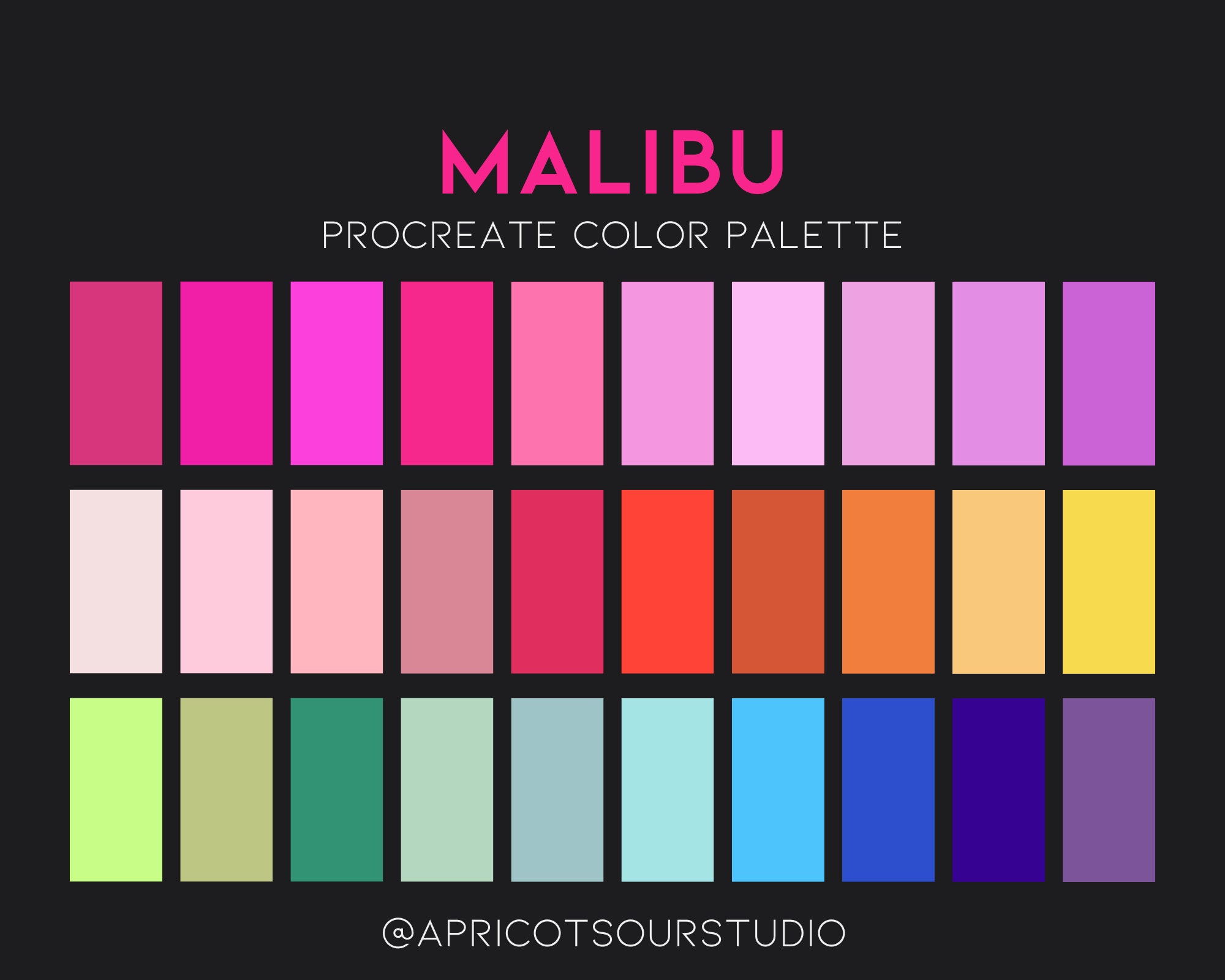 Malibu Procreate Color Palette - Etsy