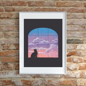 Printable Vaporwave Cat Window Painting - Etsy