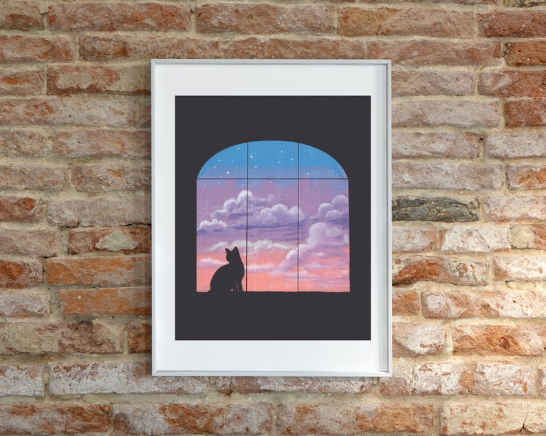 Printable Vaporwave Cat Window Painting - Etsy