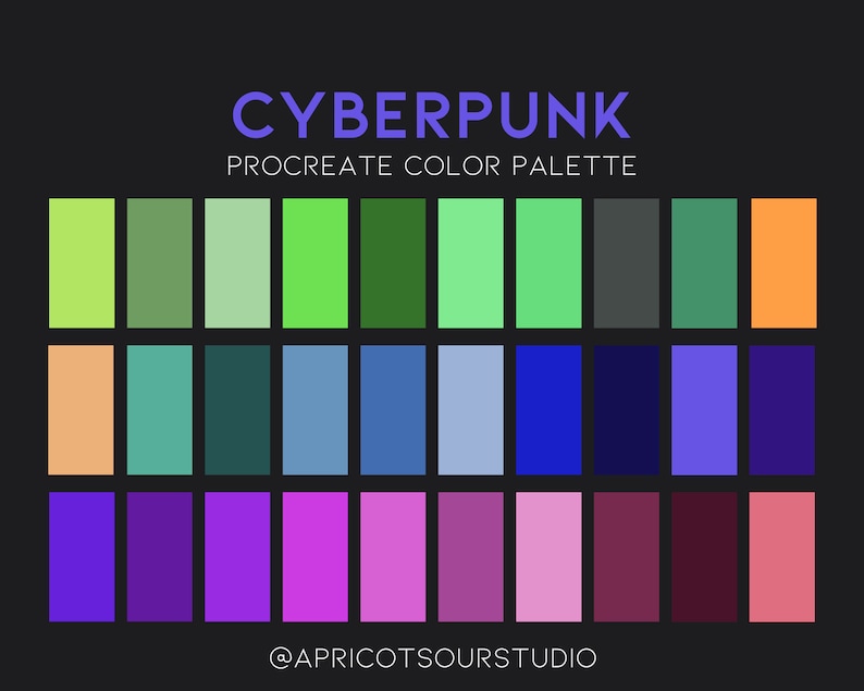 Cyberpunk Procreate Color Palette | Procreate App | Cyber Colors ...
