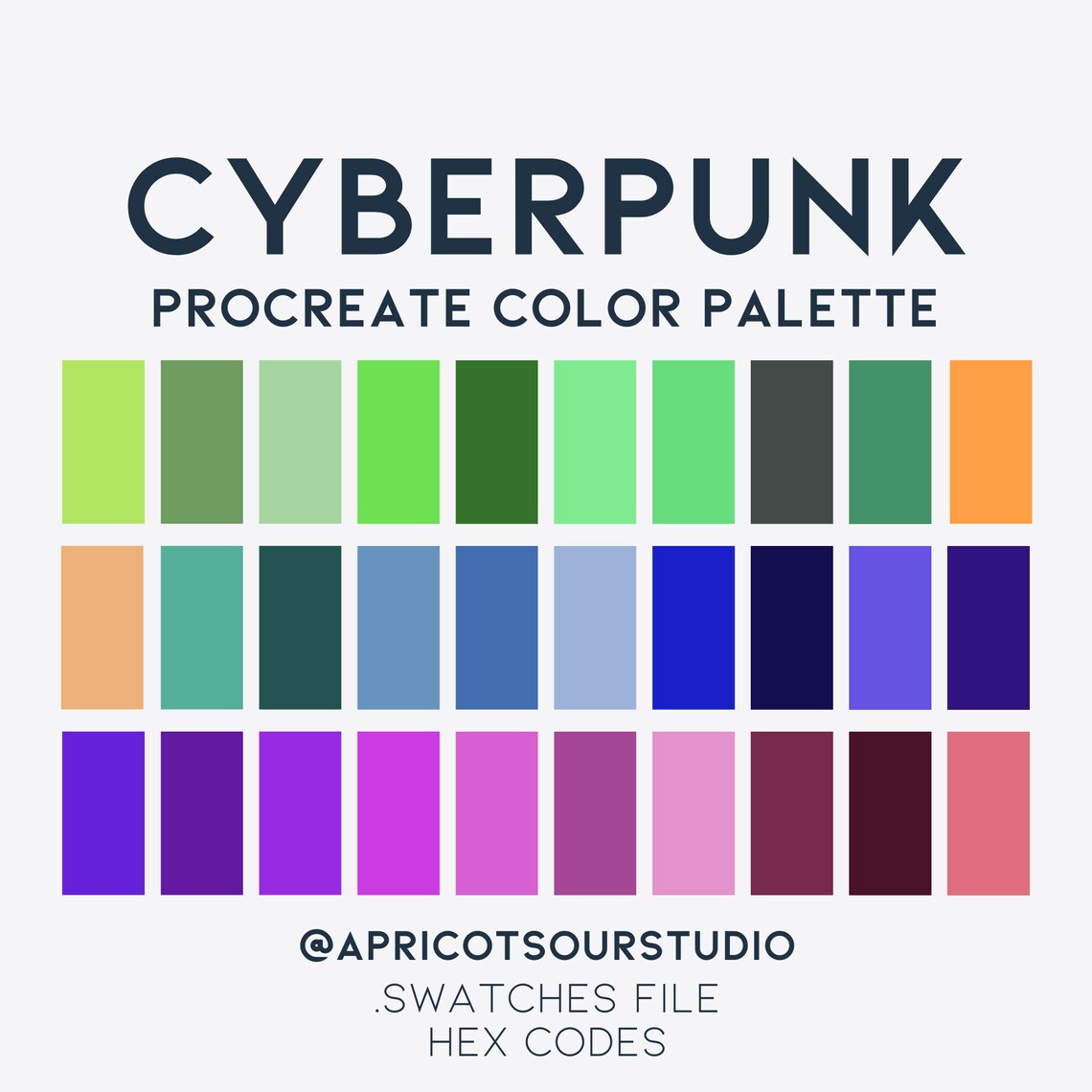 Cyberpunk Procreate Color Palette | Procreate App | Cyber Colors ...