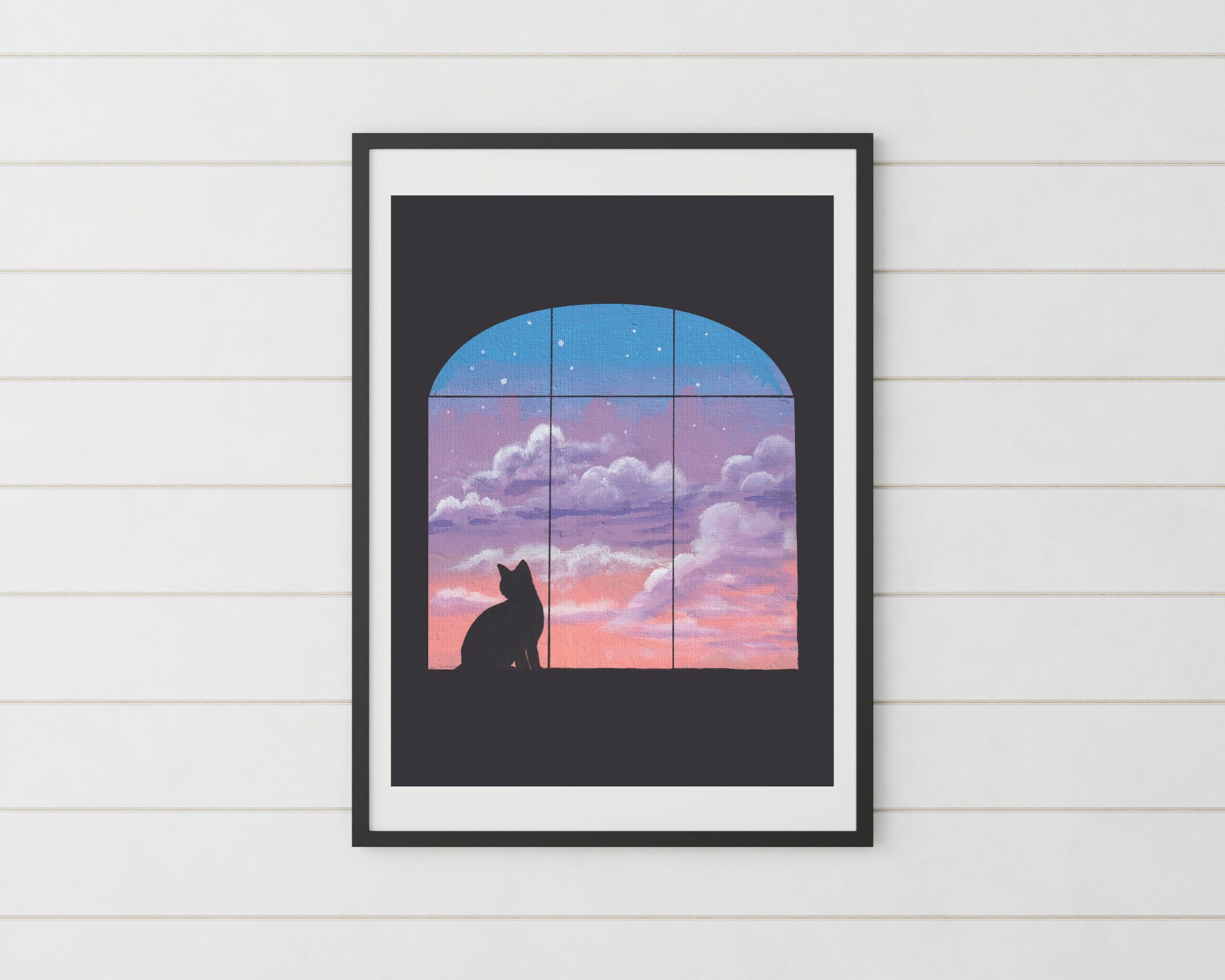 Printable Vaporwave Cat Window Painting - Etsy