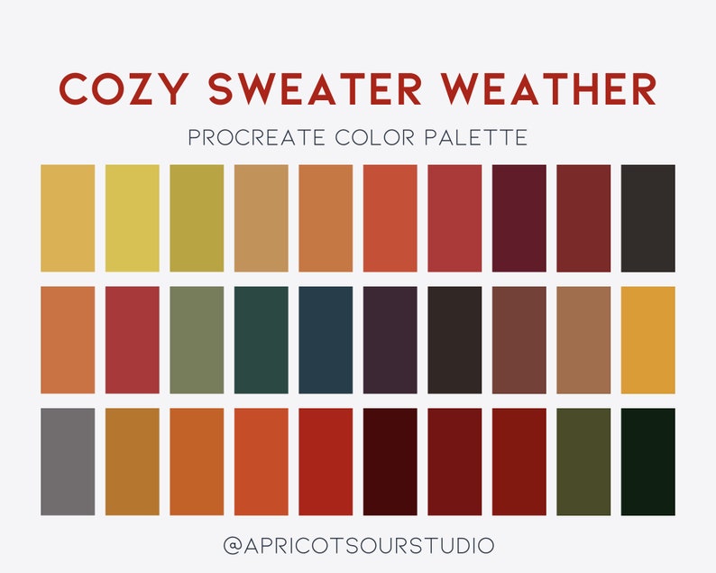Cozy Sweater Weather Procreate Color Palette - Etsy