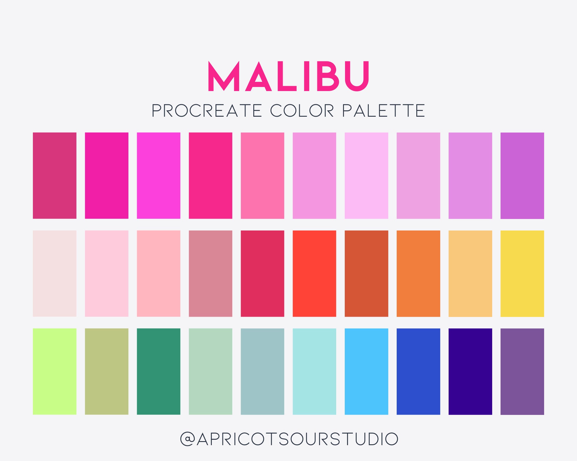 Malibu Procreate Color Palette - Etsy