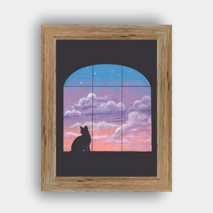 Printable Vaporwave Cat Window Painting - Etsy