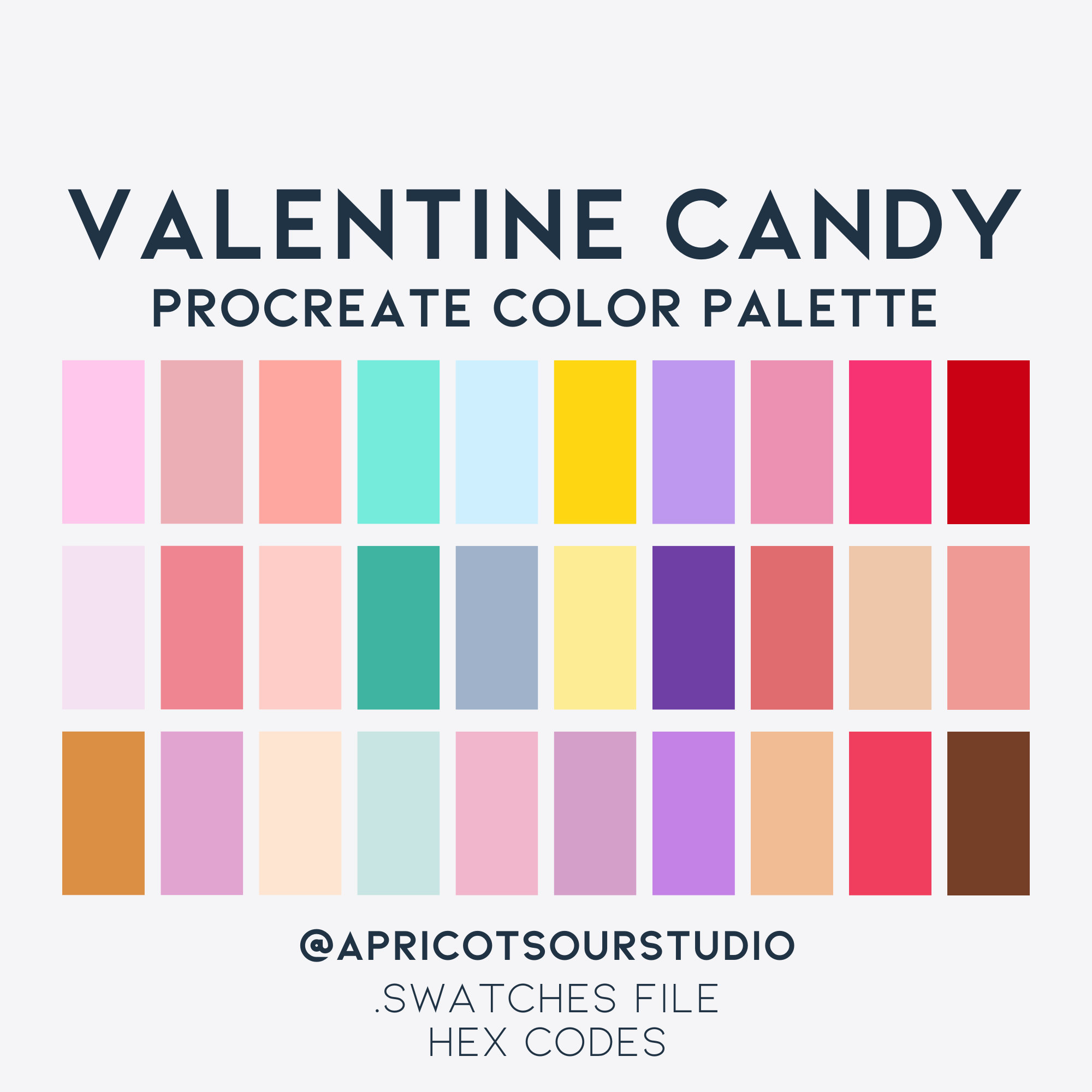 Valentine Candy Procreate Color Palette - Etsy