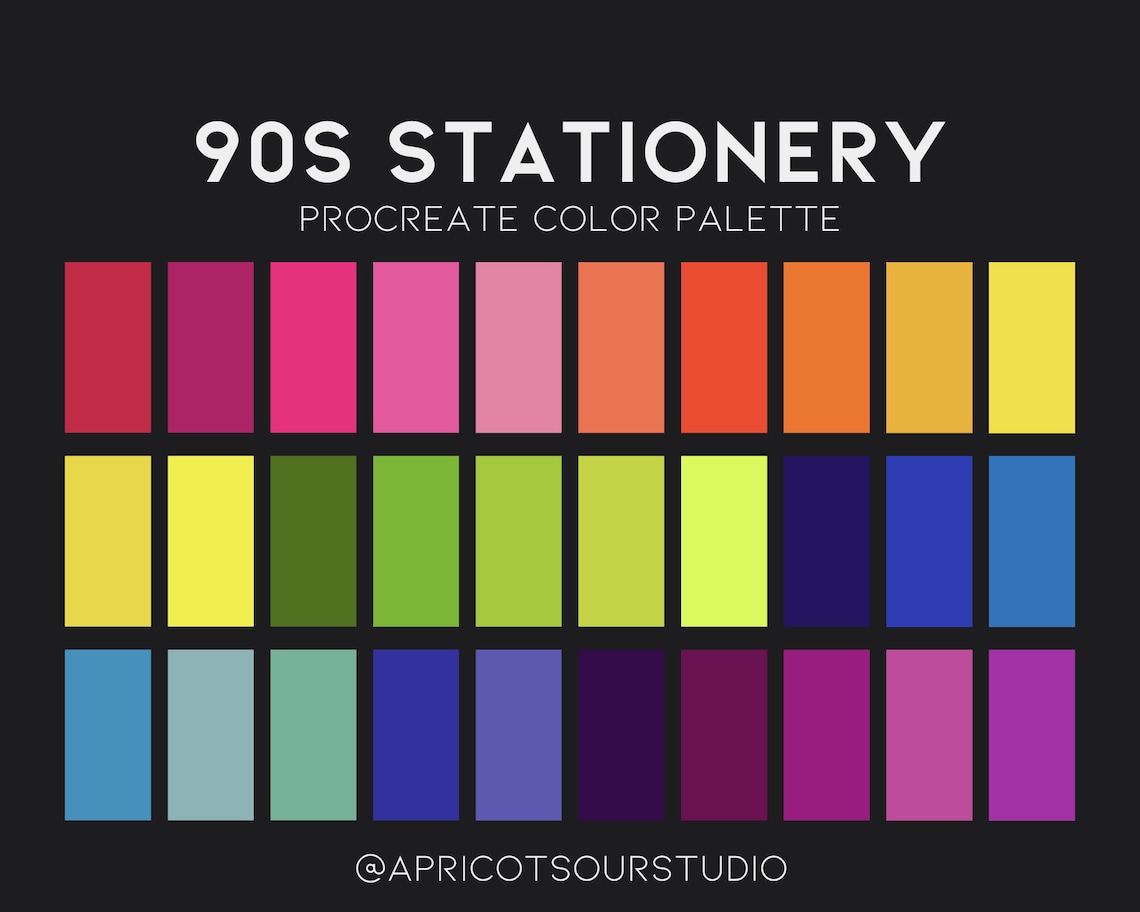 90s Stationery Procreate Color Palette - Etsy