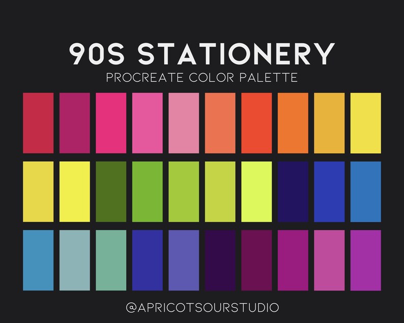90s Stationery Procreate Color Palette - Etsy