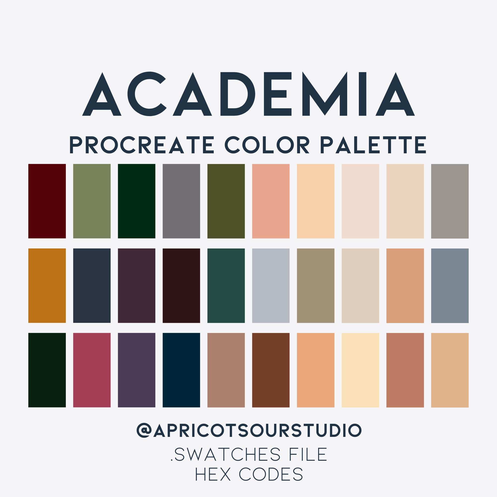 Light and Dark Academia Procreate Color Palette - Etsy