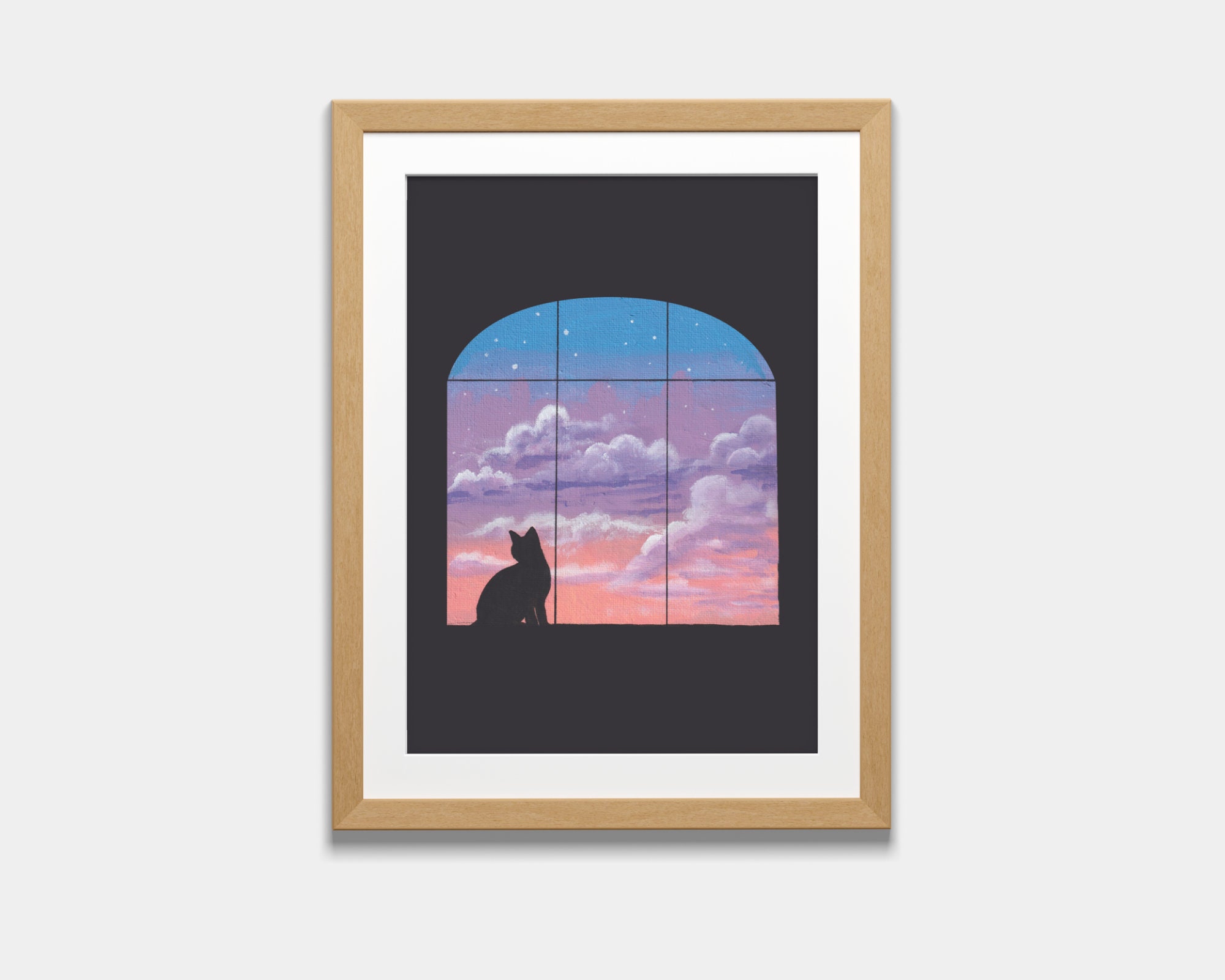 Printable Vaporwave Cat Window Painting - Etsy
