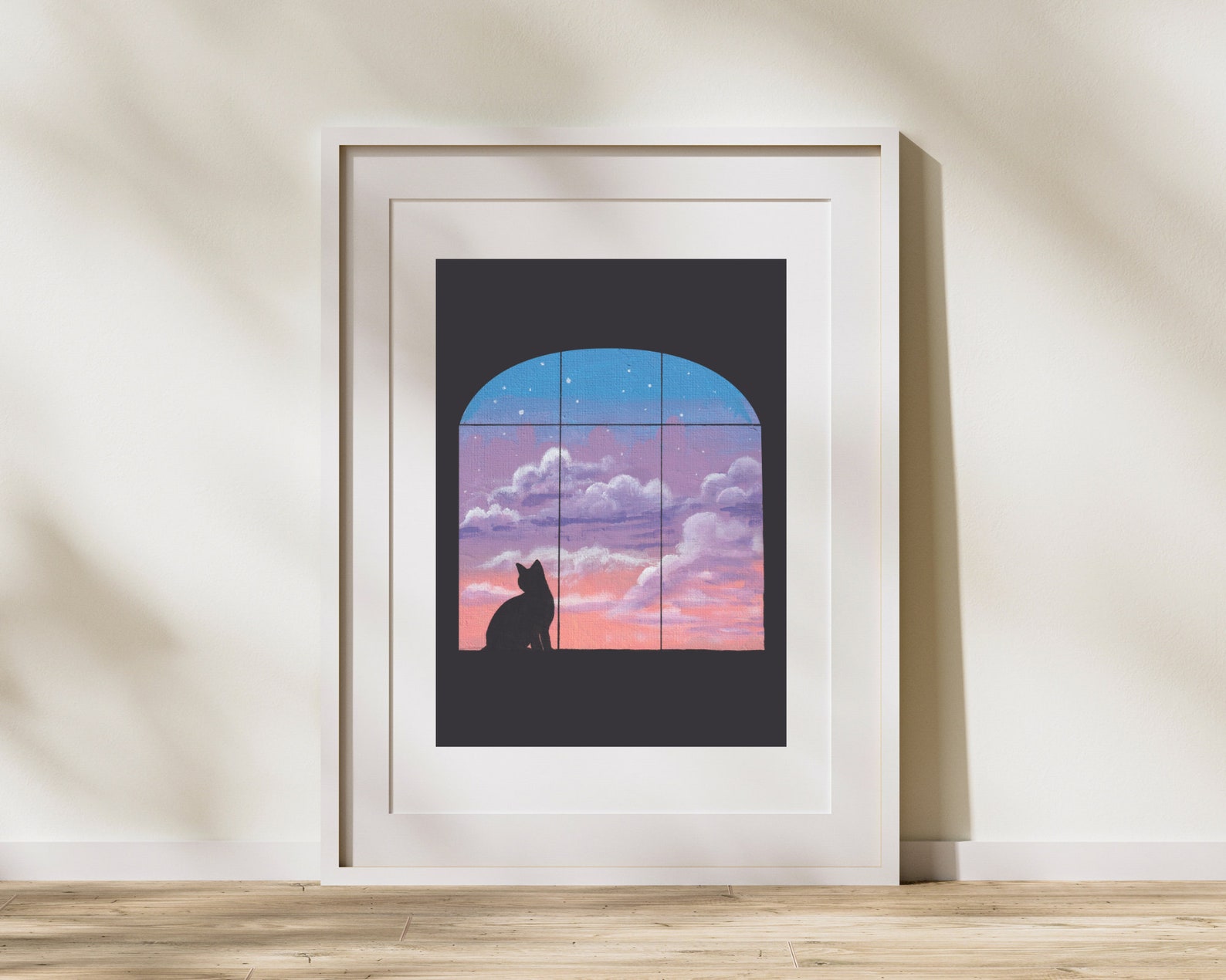 Printable Vaporwave Cat Window Painting - Etsy