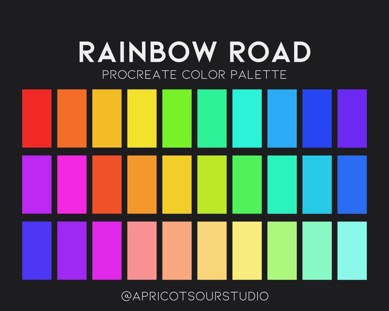Rainbow Road Procreate Color Palette - Etsy