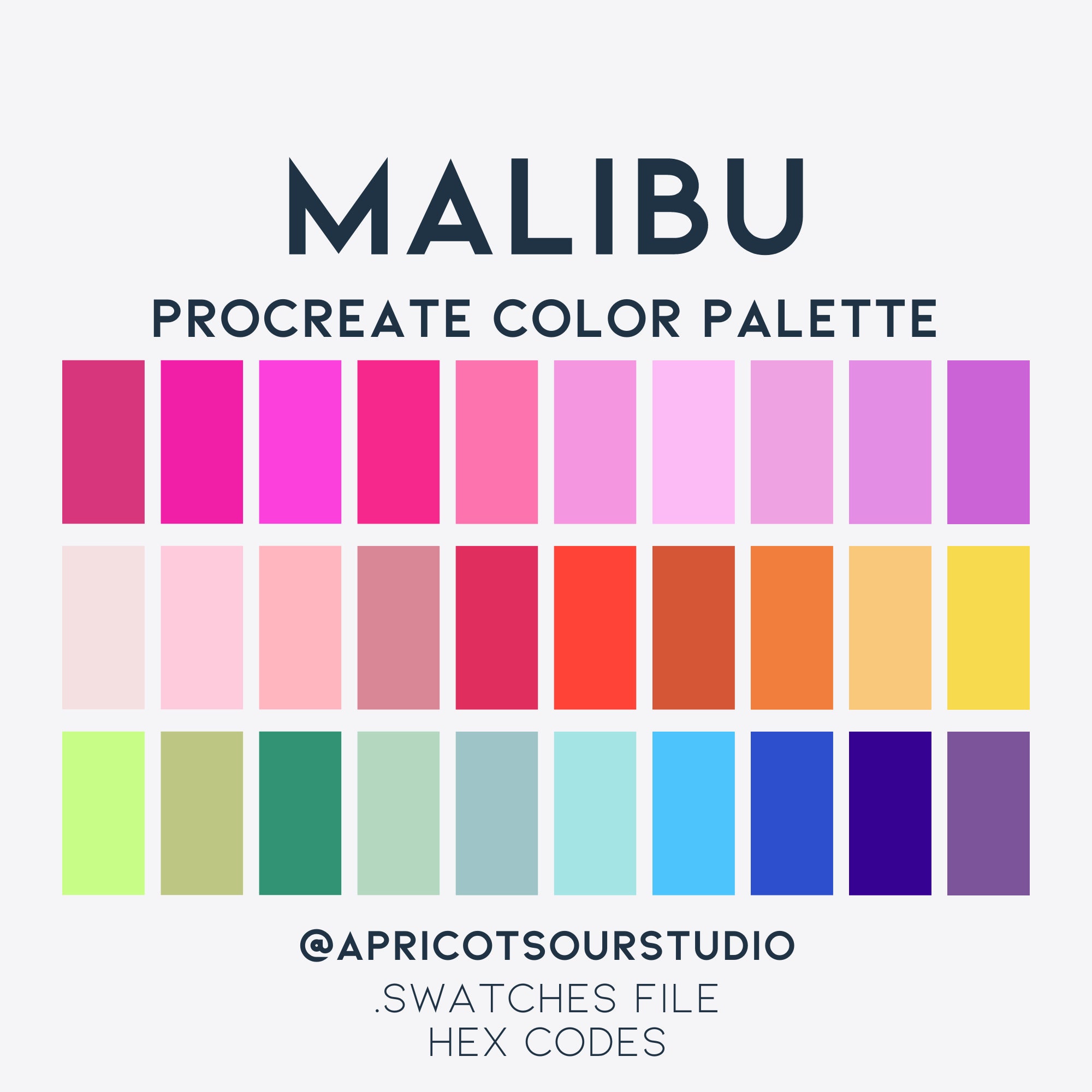 Malibu Procreate Color Palette - Etsy
