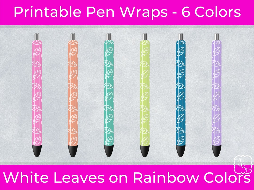 PRINTABLE Pen Wrap Set Glitter Pen Wraps Epoxy Pen Wrap White Leaves on ...