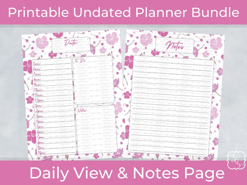 PRINTABLE Undated Floral Planner Bundle Monthly Weekly Daily Pages US ...
