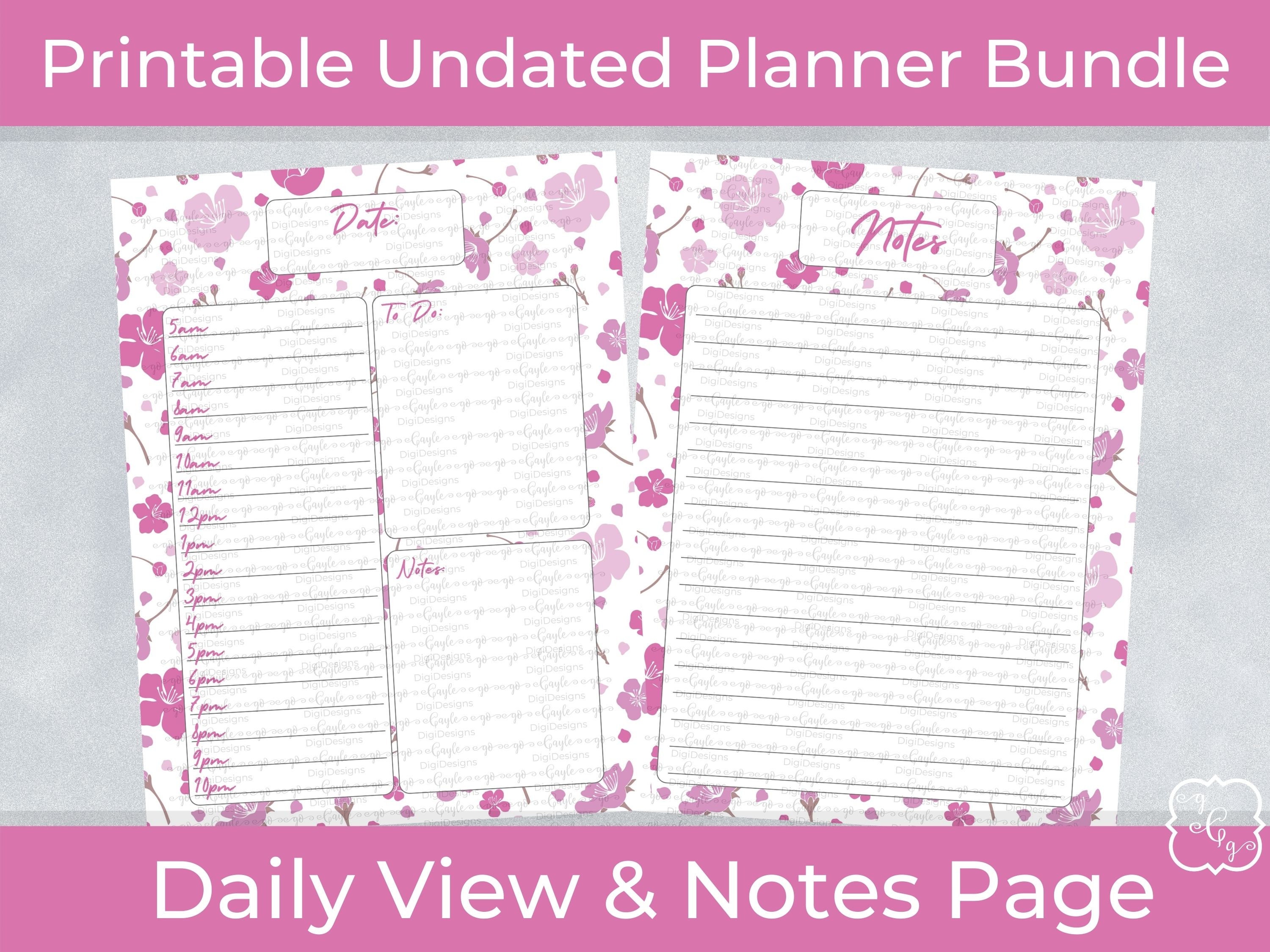 PRINTABLE Undated Floral Planner Bundle Monthly Weekly Daily Pages US ...