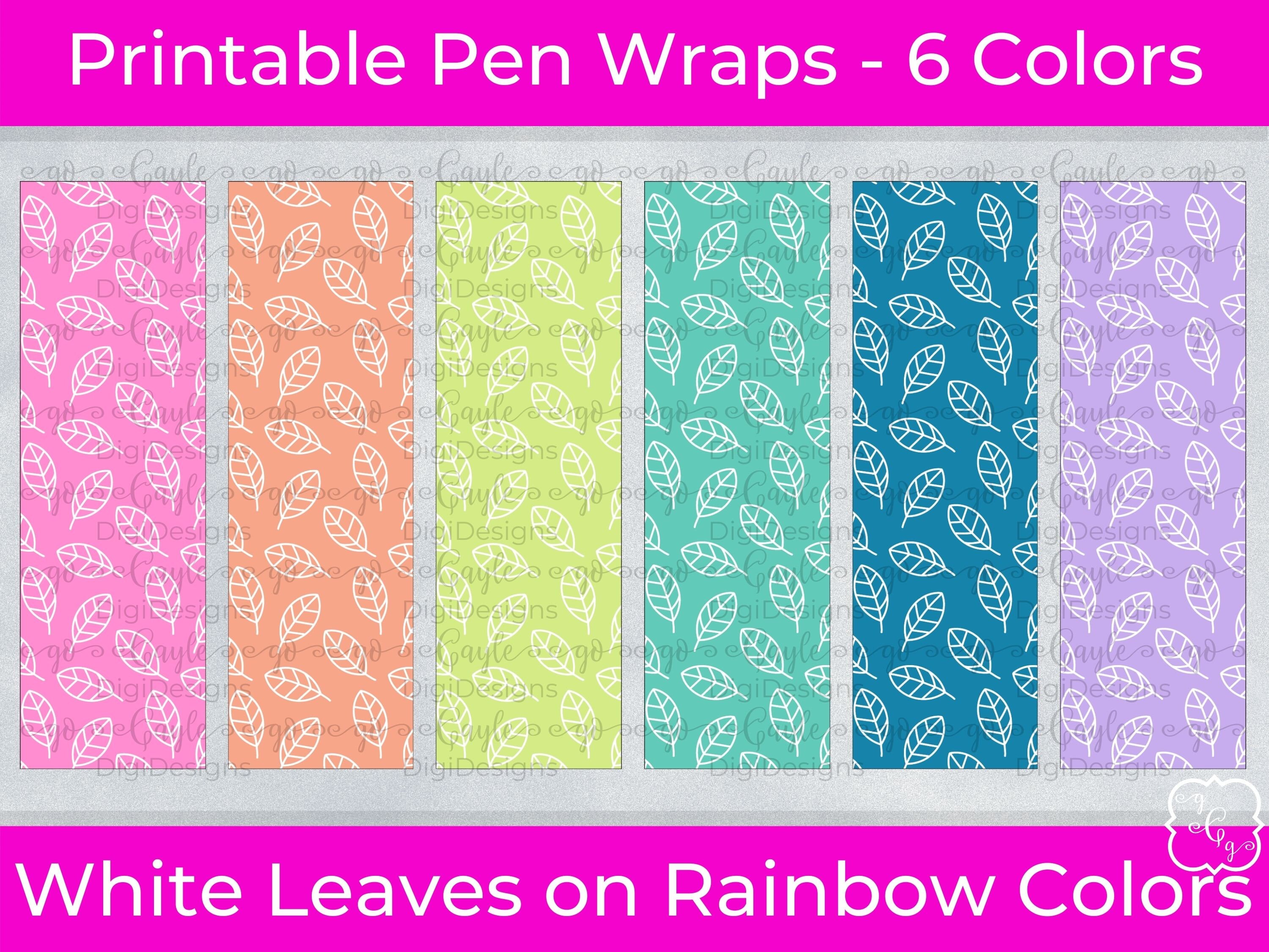 PRINTABLE Pen Wrap Set Glitter Pen Wraps Epoxy Pen Wrap White Leaves on ...