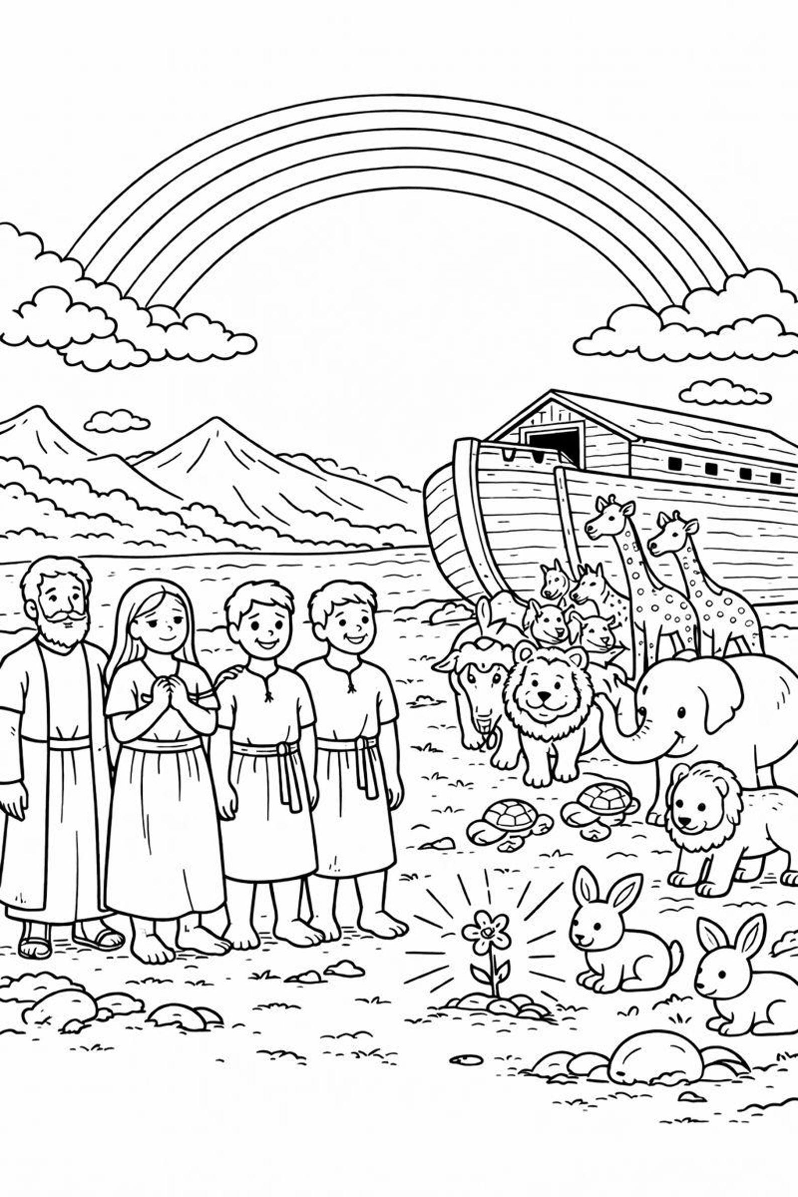 Printable Creation & Noah Bible Stories Coloring Book for Kids| Faith ...