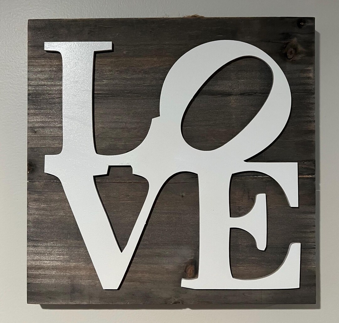 Graywashed Philly LOVE Sign 10x10 | Philadelphia Home Decor | Rustic ...