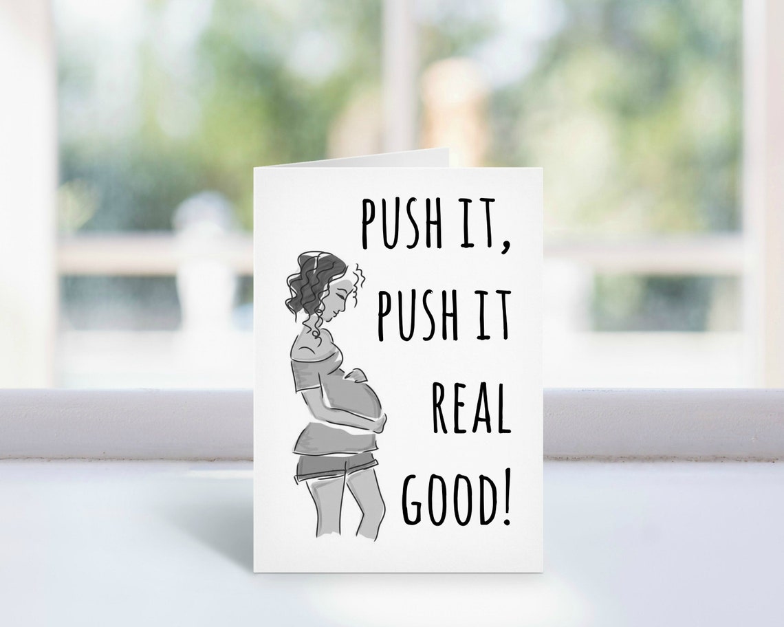 Push It Funny Baby Shower Folded Card, Expecting Mom Gift, Pregnancy ...