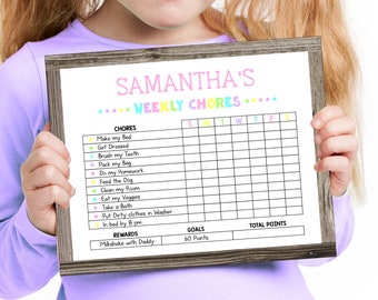 Printable Chore Chart for Girls Editable by You With Corjl | Etsy