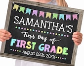 First Day of School Sign for a Girl Editable Back to School - Etsy