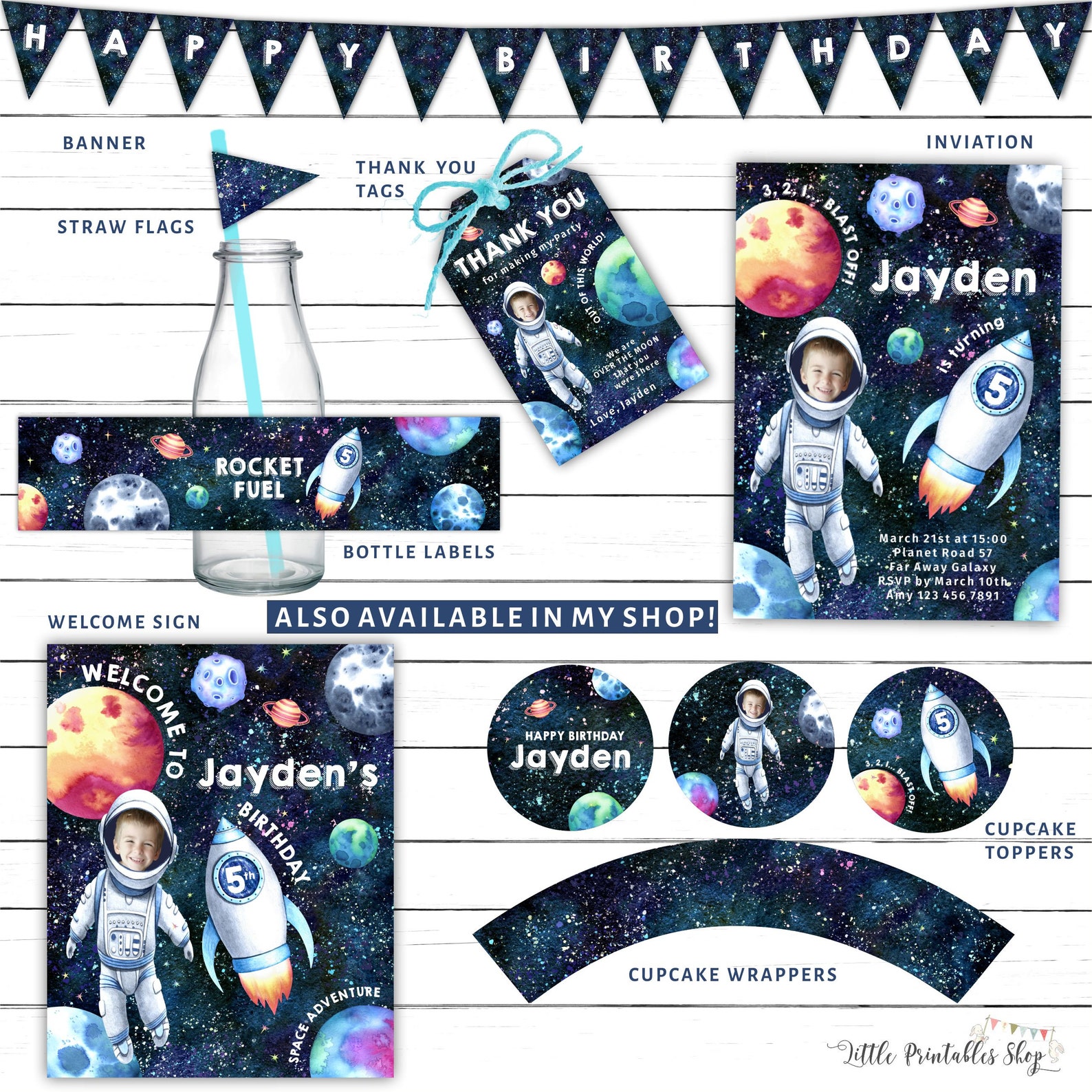 Space Thank You Tags With Photo, Instant Download, Printable Outer ...