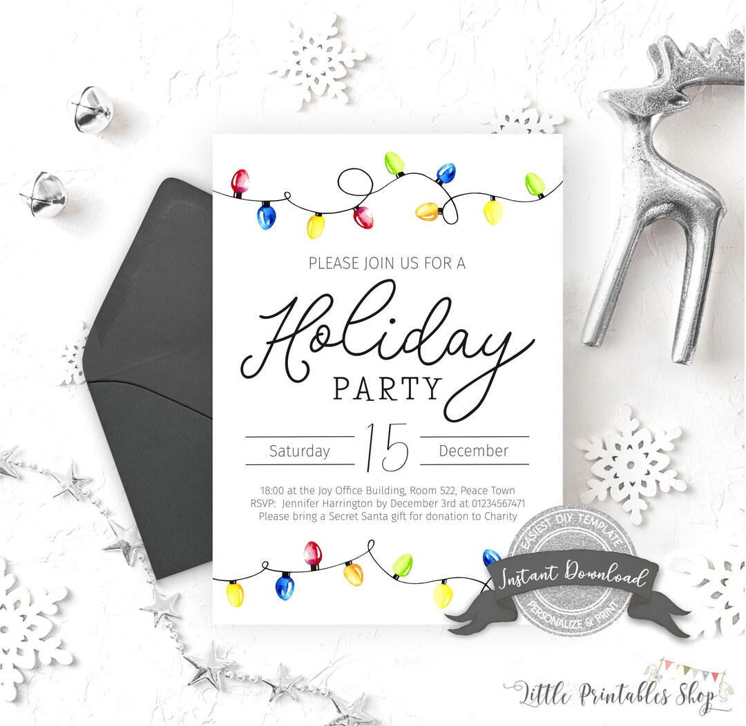 Editable Holiday Party Invitation Printable by You Instant - Etsy
