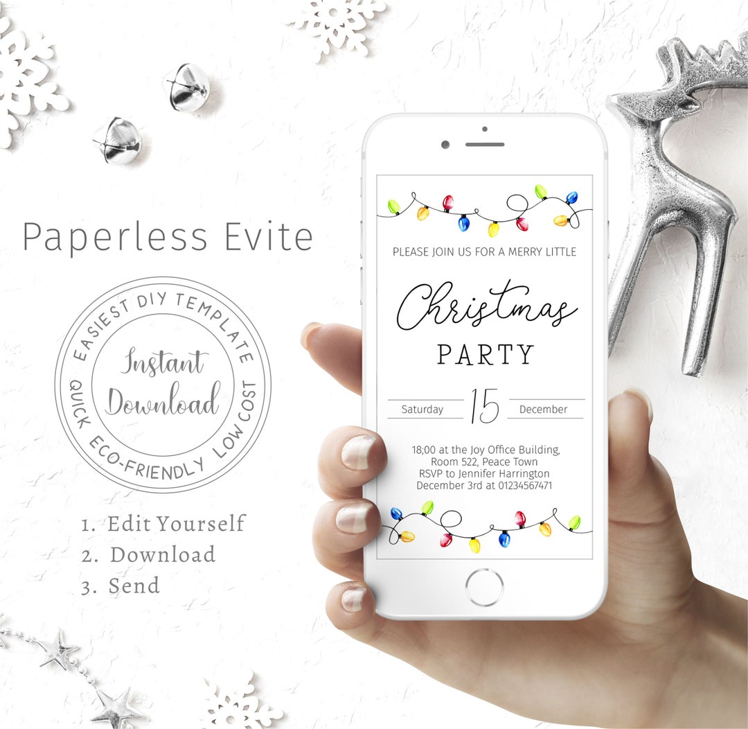 Editable Christmas Party Invitation, Digital Christmas Party Evite ...