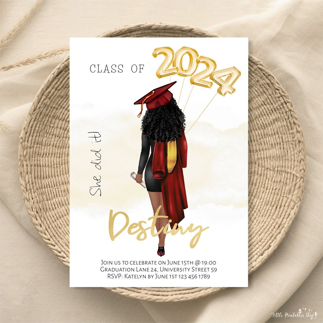 African American Graduation Invitation, She Did It Graduation Party ...