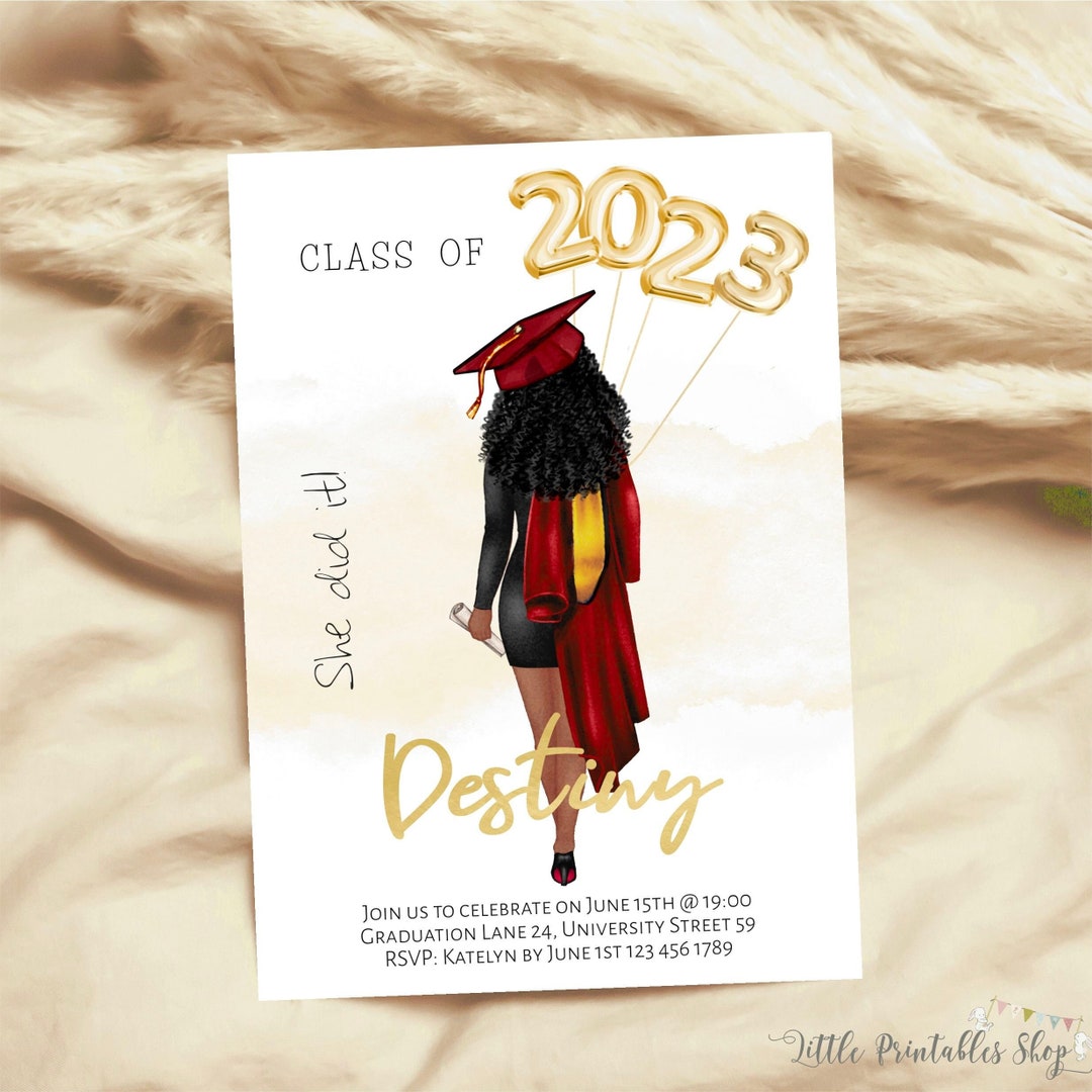 African American Graduation Invitation She Did It Graduation - Etsy