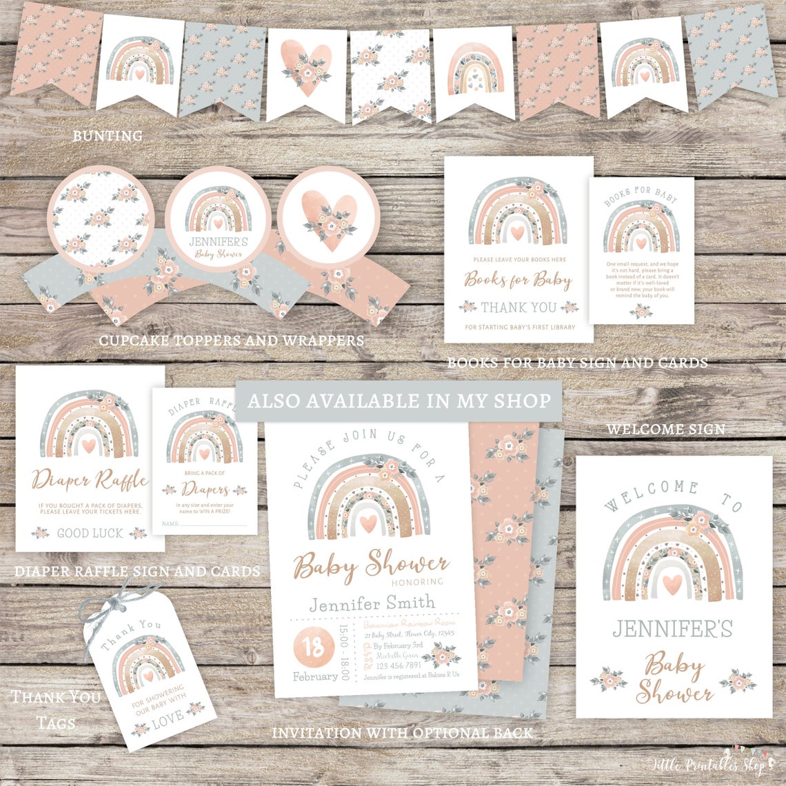 Boho Rainbow Baby Shower Welcome Sign Editable and Printable - Etsy