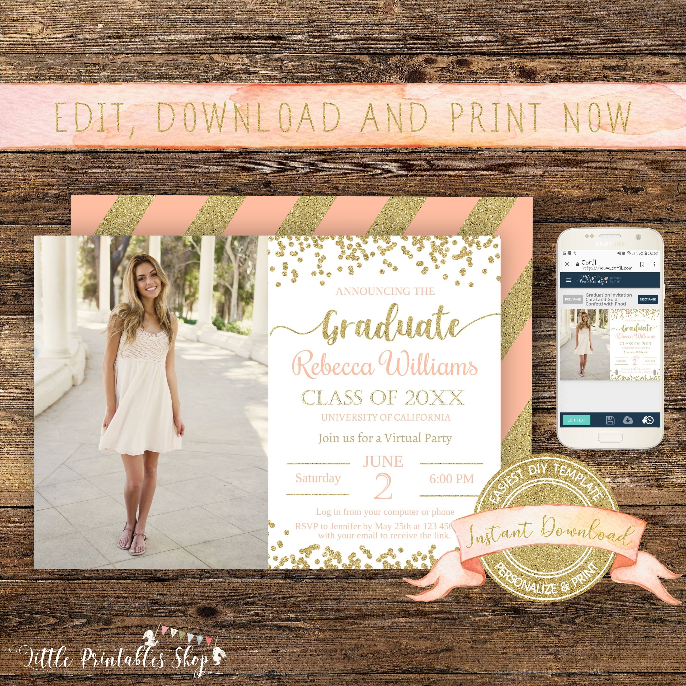 Virtual Graduation Invitation Instant Access Editable Social | Etsy