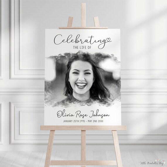 Funeral Memorial Sign Printable Celebration of Life Editable | Etsy