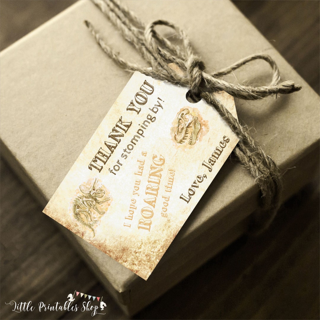 Fossil Birthday Thank You Tags, Instant Access, Editable Fossil Thank ...
