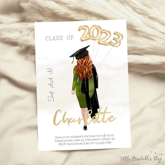 Personalized Graduation Invitation, She did it Graduation Party Invite ...