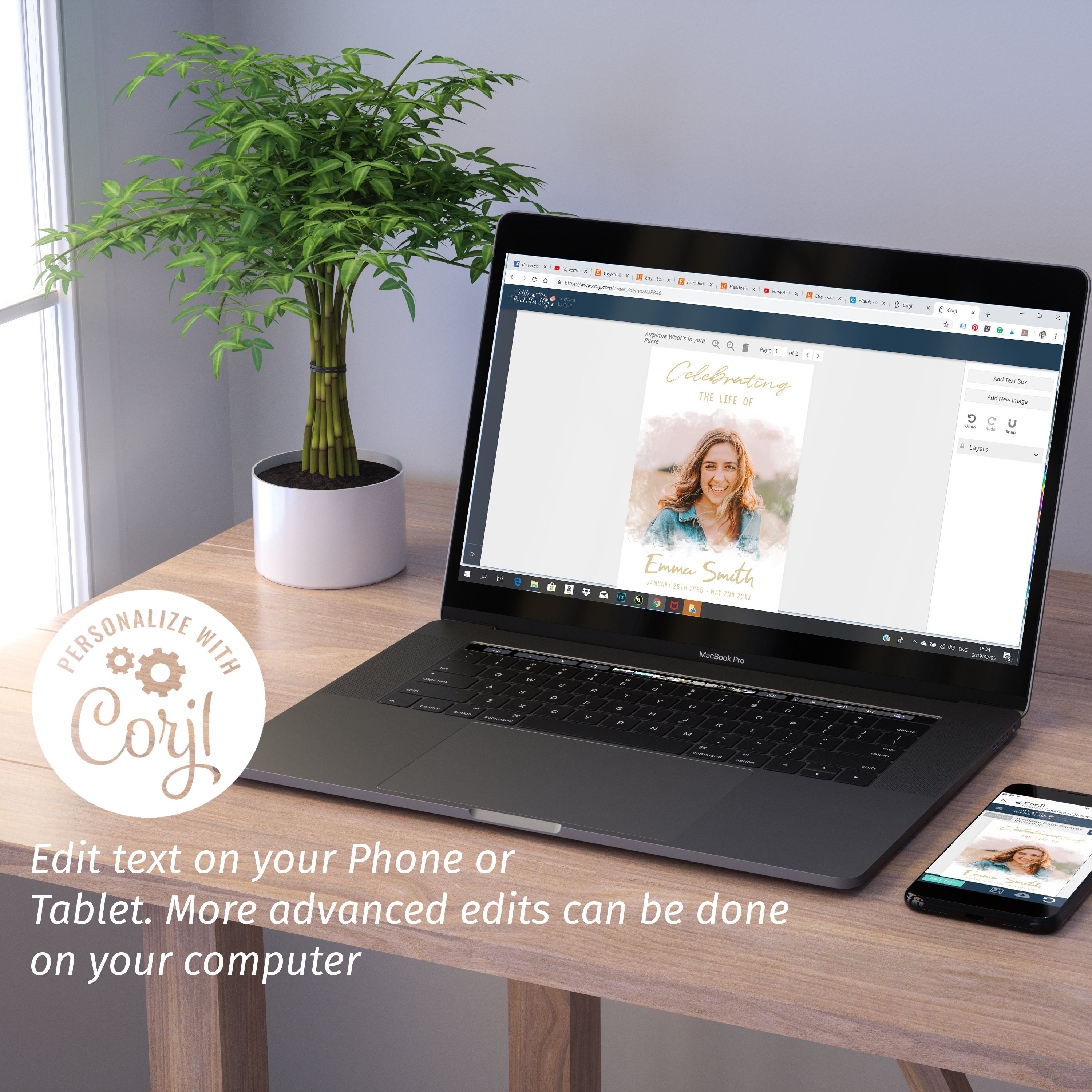 Digital Memorial Photo Invitation, Editable Phone Funeral Invite ...