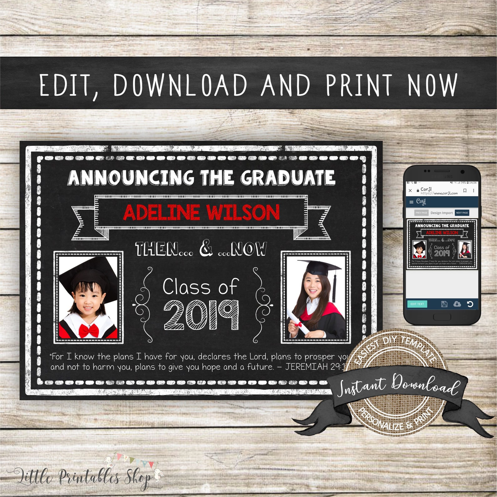 Graduation Photo Announcement Editable and Printable by You - Etsy