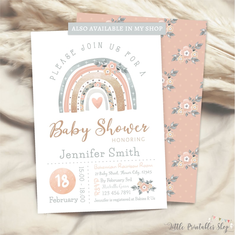 Boho Rainbow Baby Shower Welcome Sign, Editable and Printable by You ...