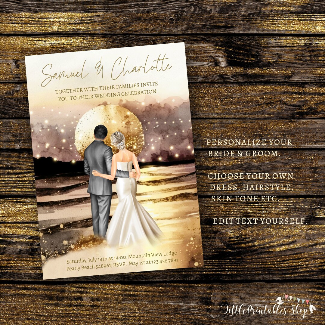 Personalized Wedding Invitation, Full Moon Wedding Invite, Married ...