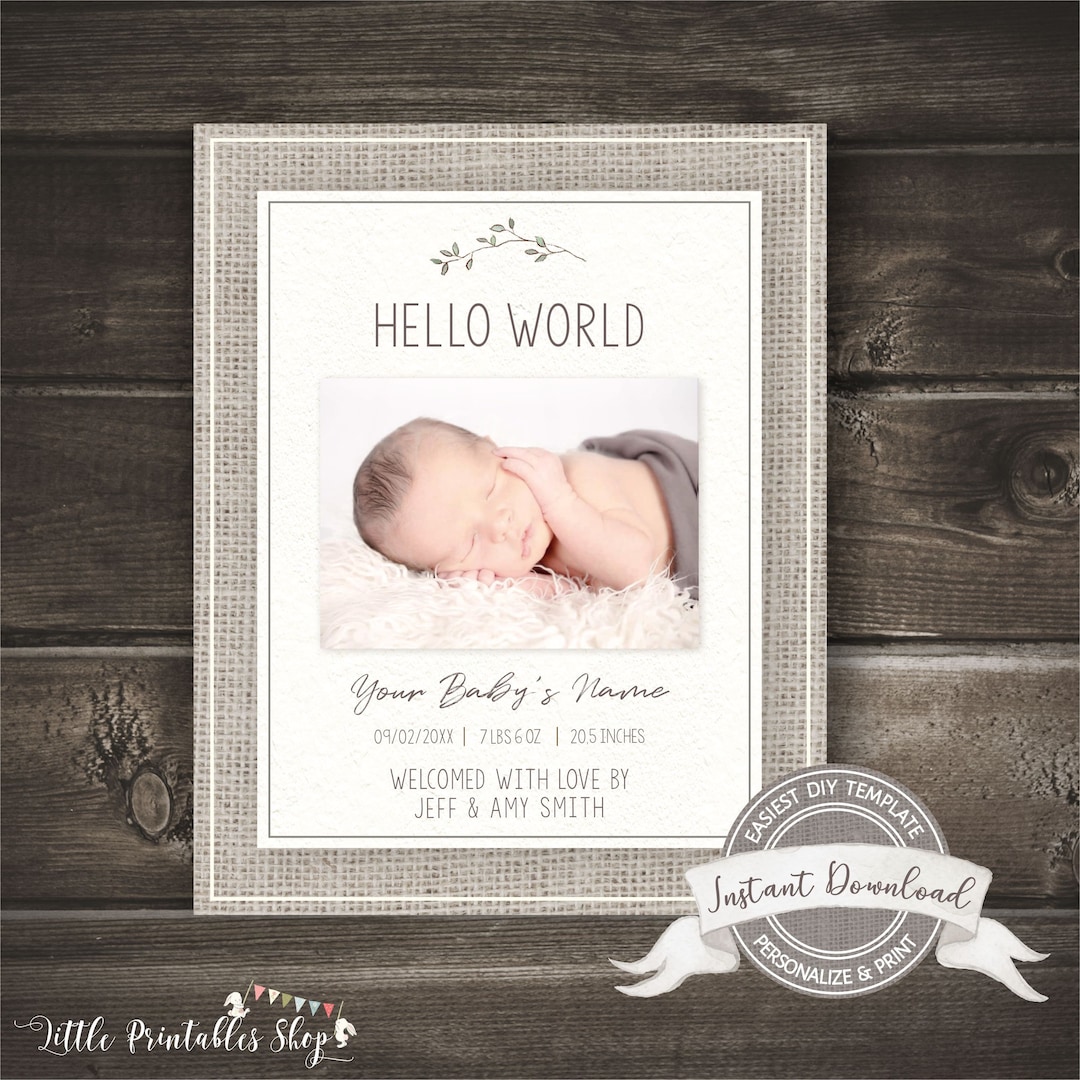 Gender Neutral Birth Announcement Photo Birth Announcement - Etsy