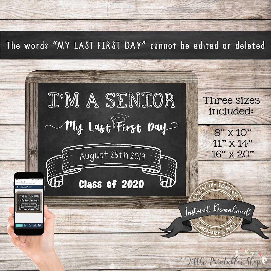 Last First Day of High School Sign Editable and Printable by | Etsy