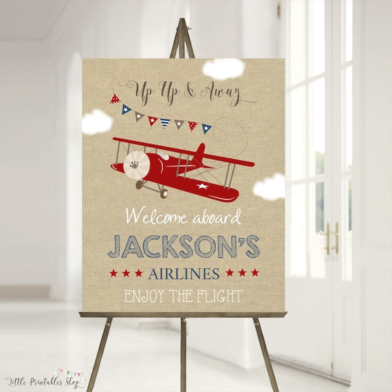 Airplane Birthday Welcome Sign, Editable and Printable by you with ...