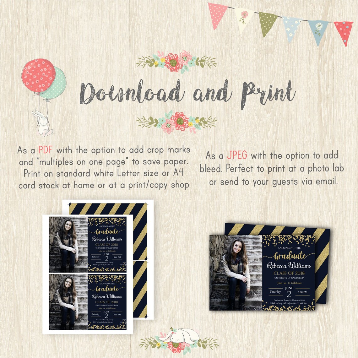 Graduation Photo Invitation Instant Download Editable Invite - Etsy